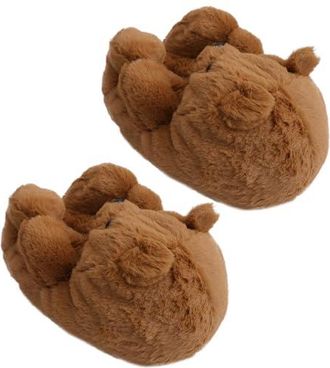 BESPORTBLE Pantoufles dInt&eacute;rieur Femme Hiver en Peluche Moelleuse Motif Ours Antid&eacute;rapantes Taille Unique Couleur Beige Clair Chaudes et Confortables pour Maison