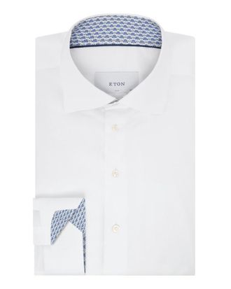 Eton Unifarbenes Twill-Hemd mit Kentkragen und Ausputz, Slim in