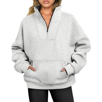 Generic Sweat-shirt surdimensionn&eacute; &agrave; manches longues pour femme - Style d&eacute;contract&eacute; - Automne et hiver - Tendance - Pour le quotidien, gris clair, 3XL