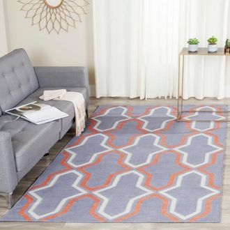 Safavieh Zeitgenössische Teppich für Wohnzimmer, Esszimmer, Schlafzimmer - Dhurrie Collection, Kurzer Flor, Lila und Multi, 122 X 183 cm