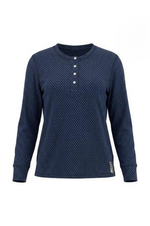 Ulla Popken Longsleeve Shirt Herzen/Ringel Henley-Ausschnitt Langarm