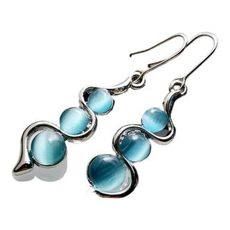 Generic Boucles doreilles crochet oeil de chat, boucles doreilles pendantes | Boucles doreilles courbes &eacute;l&eacute;gantes en pierres pr&eacute;cieuses,Bijoux de boucles dore