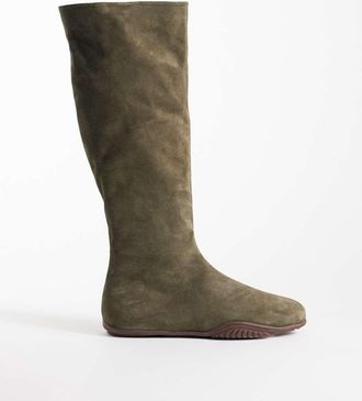 Bronx Tyl-aa kniehohe Stiefel mit runder Spitze in Khaki-Wildleder-Gr&uuml;n