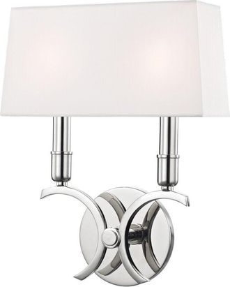 Hudson Valley Lighting Gwen Petite applique murale à 2 ampoules nickel poli, fausse soie