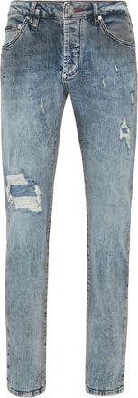 Philipp Plein Homme, Jeans, Bleu, Taille: W33 Denim Super Straight Cut Pantalons Cars Racing