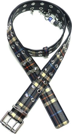 Ganni Double Eyelet Belt Check Safety Pin