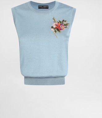 Dolce & Gabbana Silk Tank Top - Frau Strickwaren Azure 44