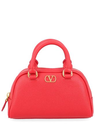 Valentino Garavani Womens Mini Bauletto Vlogo Signature Red Leather Bag Handbags Hand