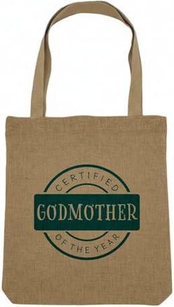 Fabulous Sac Shopping Tote Bag Aspect Lin - Certified Godmother of the Year Family Baptism - Sac de Courses Toile Epaisse 360g Beige Naturel Cabas Port&eacute; Epaule