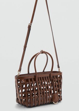 Mango Sac port&eacute; main tress&eacute; marron moyen - Femme - Taille unique - MANGO