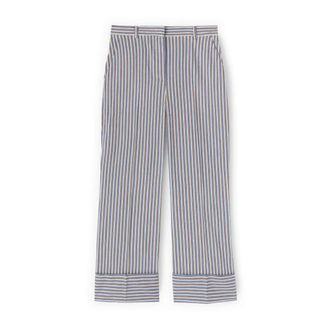 Motivi Gestreifte Cropped-Hose aus Baumwollmischung - - Trousers - Damen - Blau - 2XS