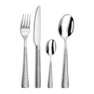 Amefa Besteck QUADRILLE, stilvolles Rautenmuster, Zisele-Dekor, Edelstahl 18/0 gl&auml;nzend, 24-teilig