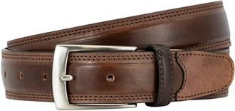 Lindenmann G.CHABROLLE Mens Leather Belt/Mens Belt, full grain leather belt curved, dark brown, Größe/Size:120, Farbe/Color:marron