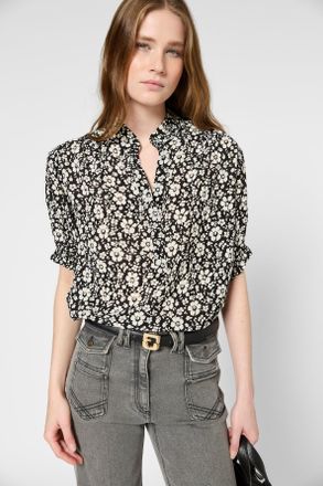 Gerard Darel Blouse fluide &agrave; fleurs - URENE - Noir