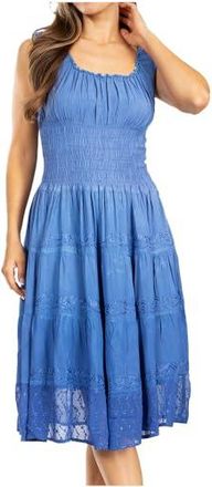 Sakkas 6741 Spring Maiden Ombre Robe Paysanne - Fleurs Sauvages Bleues - Taille Unique