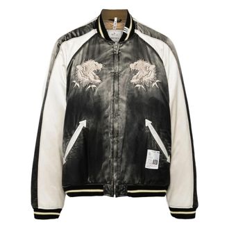 Miharayasuhiro Schwarzer Rei&szlig;verschlussmantel mit Streifendetail - - Jackets - Herren - Mehrfarbig - S