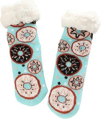 Generic Chaussettes de No&euml;l pelucheuses avec poign&eacute;es confortables pour les vacances dint&eacute;rieur pour femme (taille unique), blanc, Taille unique
