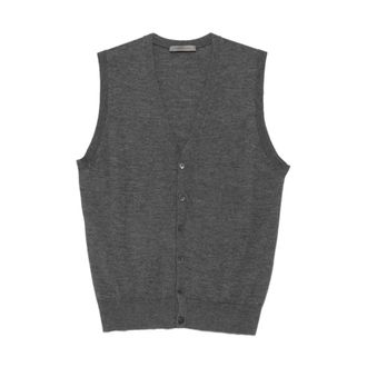 Corneliani V-Ausschnitt Weste mit Knopfleiste - - Knitwear - Herren - Grau - 2XL