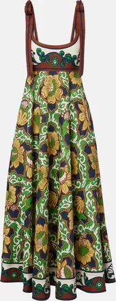 Alemais Al&eacute;mais Robe midi Liana Ballet imprim&eacute;e en lin