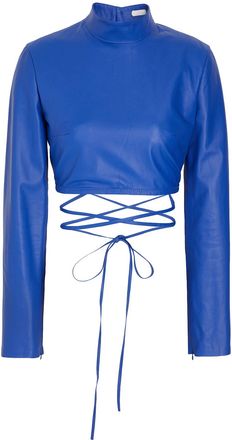 8 by YOOX LEATHER MOCK-NECK CROP TOP