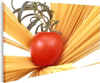 Islandburner Bild auf Leinwand Spaghetti Tomate Rosmarin Wandbild Leinwandbild Bilder für Wohnzimmer GJHE-1P