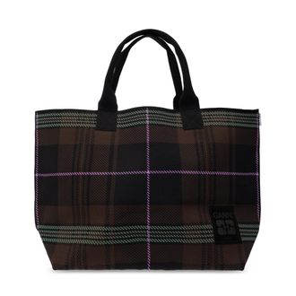 Ganni Logo Patch Tote Bag - - Bags - Damen - Braun - ONE SIZE