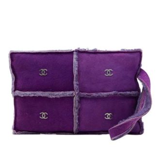 Chanel Pre-owned Mouton Suede Clutch - Femme - Pre-owned - Violet - Taille: ONE Size