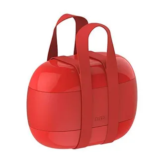 Alessi Food à Porter | SA02 G - dreiteilige Brotbox aus Thermoplastik-Kunststoff, rot.,10 cm