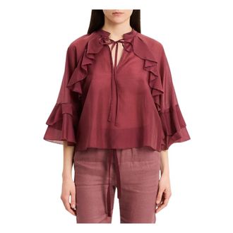Kaos Bluse mit R&uuml;schen - - Blouses & Shirts - Damen - Braun - XS