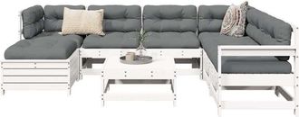 vidaXL Vidaxl - Salon de jardin 8 pcs blanc bois de pin massif
