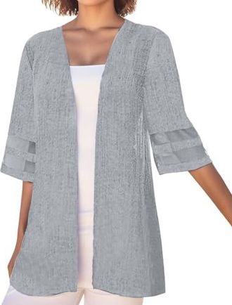 Generico Chemises à manches courtes, chemisiers grandes tailles, cardigan décontracté en tricot pour femme, veste décontractée pour femme, vêtements quotidiens