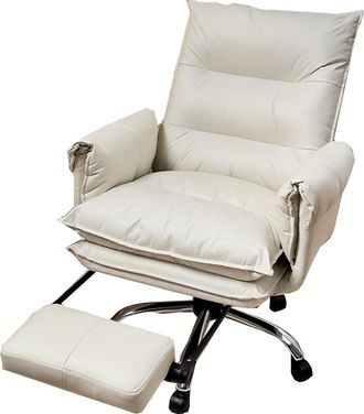 Generic Hochlehner-Schreibtischstuhl,ergonomischer Stuhl,beige,Computer-Gaming-Arbeitsstuhl Rollen,drehbarer B&uuml;rostuhl Verstellbarer R&uuml;ckenlehne(Farbe: Gr&ouml;&szlig;e: