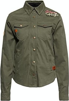 Queen Kerosin Spread Your Wings Chemise pour Dames (Olive,S)