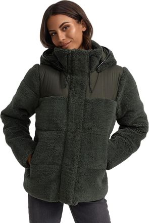 Marikoo Damen Winterjacke (XS-XXL) - hochstehender und gefütterter Kragen, 4 Taschen, große Kapuze, Teddy-Puffer-Jacke, Warme Jacke Frauen - N030 (XXL, Olive)
