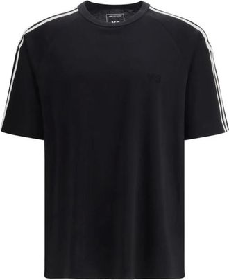 Yohji Yamamoto Homme, Tops, Noir, Taille: L T-shirt &agrave; Manches Courtes avec 3 Bandes