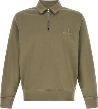 C.P. Company C.p. Company - Zip Half Polo - Homme - Sweatshirts et sweats &agrave; capuche - Vert - Taille: XL