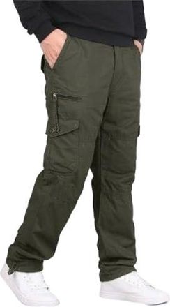 Generic Pantalon cargo doublé en polaire chaude pour homme - Pantalon de combat rétro camouflage imprimé - Pratique, pantalon de travail - Jambe droite - Pant