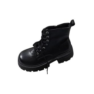 Generic Bottes &agrave; lacets pour femme &agrave; talon &eacute;pais &eacute;l&eacute;gant bottines de motard r&eacute;tro bout rond fermeture &eacute;clair lat&eacute;rale semelle &eacute;paisse antid&eacute;rapante classique 