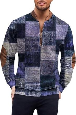 Generic Sweat-shirt thermique à manches longues pour homme avec fermeture éclair 1/4 - Coupe ample - Style décontracté classique tendance - Pour lautomne et l