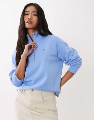 GANT Sweat &agrave; logo &eacute;cusson et demi-fermeture &eacute;clair - Bleu palace