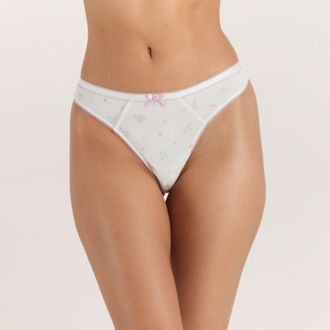 Lounge Rosie String - Florales Wei&szlig; - XXL