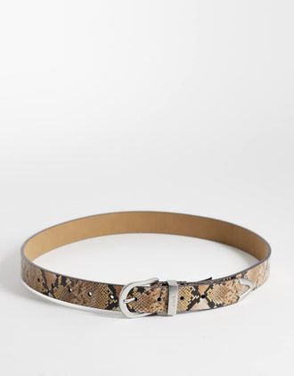 Obey Ceinture en cuir classique &agrave; imprim&eacute; serpent - Multicolore