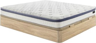 Vente-Unique Ensemble 180 x 200 cm sommier Coffre Naturel Clair + Matelas Hybride Ressorts ensach&Egrave;s 7 Zones m&Egrave;moire de Forme et Latex &Egrave;p.25cm - MALAO de Palacio
