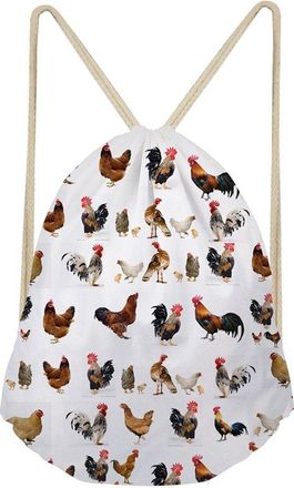 Coloranimal Turnbeutel mit Kordelzug, weich, f&uuml;r Yoga, Schuhe, Damen, Huhn wei&szlig;, 1 Packung