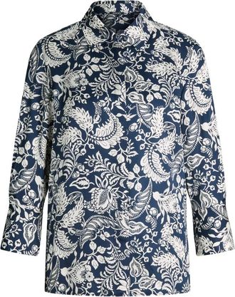 Joop Femme, Blouses et Chemises, Bleu, Taille: 40 FR Blouse en viscose &agrave; imprim&eacute; botanique
