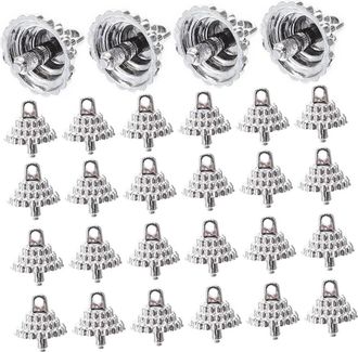 Beaupretty 100 Stück DIY Weihnachtskugel Kappen Kunststoff Silber Ornament Aufhänger Ersatz für Christbaumkugeln Basteln Dekorationen Vielseitig Einsetzbar
