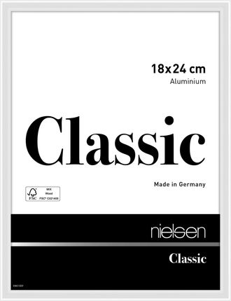 Nielsen Design Bilderrahmen, 18 x 24 cm, Aluminium, Wei&szlig; glanz, Fotorahmen zum Auftstellen und Aufh&auml;ngen im Hoch- & Querformat, Echtglas, Classic