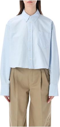 Ami Femme, Blouses et Chemises, Bleu, Taille: 36 FR De Coeur Cropped Oversized Shirt