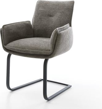 DELIFE Freischwinger Nela-Flex Boucl&eacute; Soft Schlamm Freischwinger flach Schwarz, Esszimmerst&uuml;hle