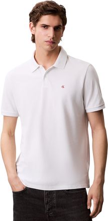 Calvin Klein Herren Poloshirt Kurzarm Monogram Pique aus Baumwolle, Weiß (Blanc De Blanc), M